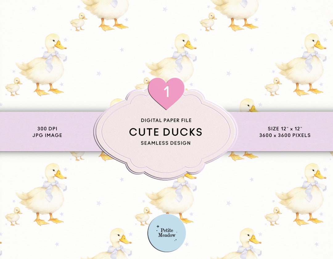 Watercolor Ducks Seamless Pattern Blue Bow Preppy Repeating Pattern ...