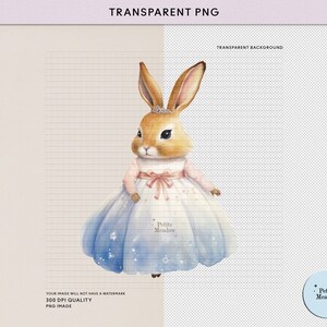 Watercolor Princess Bunny Clipart Princessbunnies in Tutu Dress Dancing ...