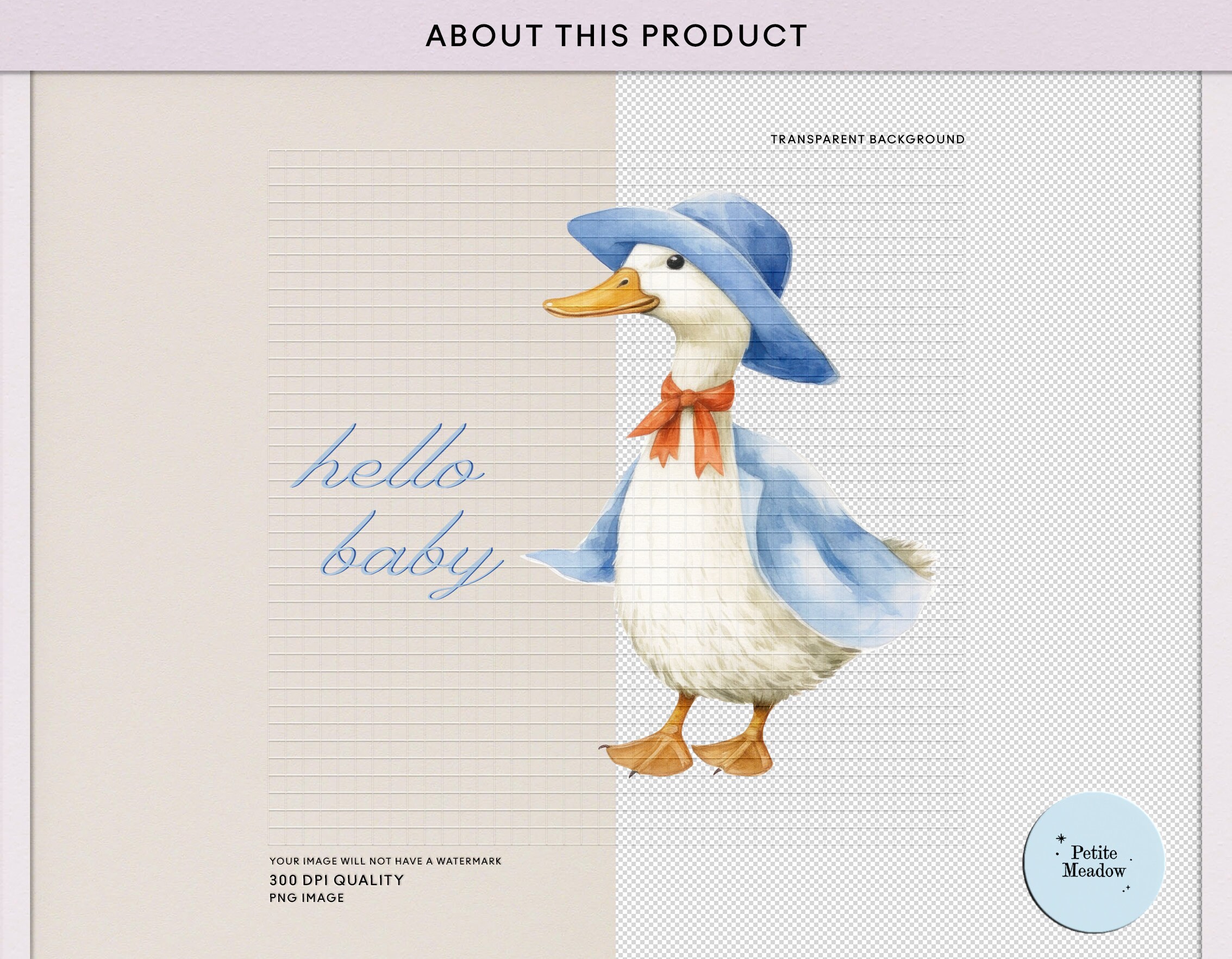 Watercolor Cute Goose Duck PNG HD Sublimation Baby Shower Welcome Baby ...