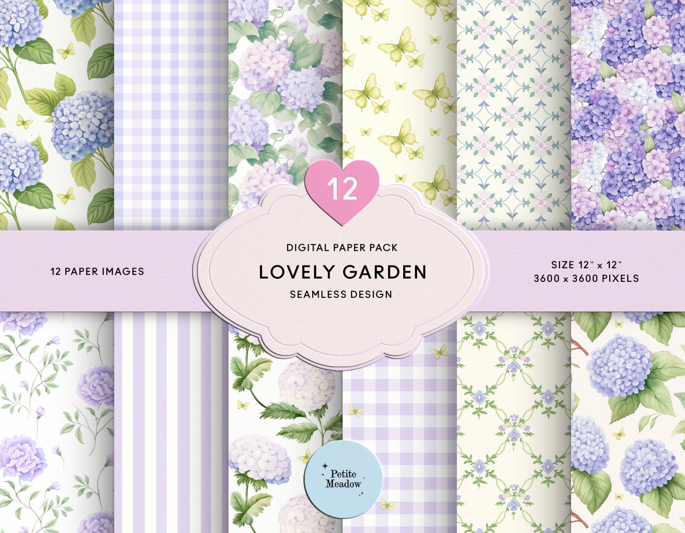 Watercolor Purple Floral Digital Paper Seamless Shabby Chic Printable ...