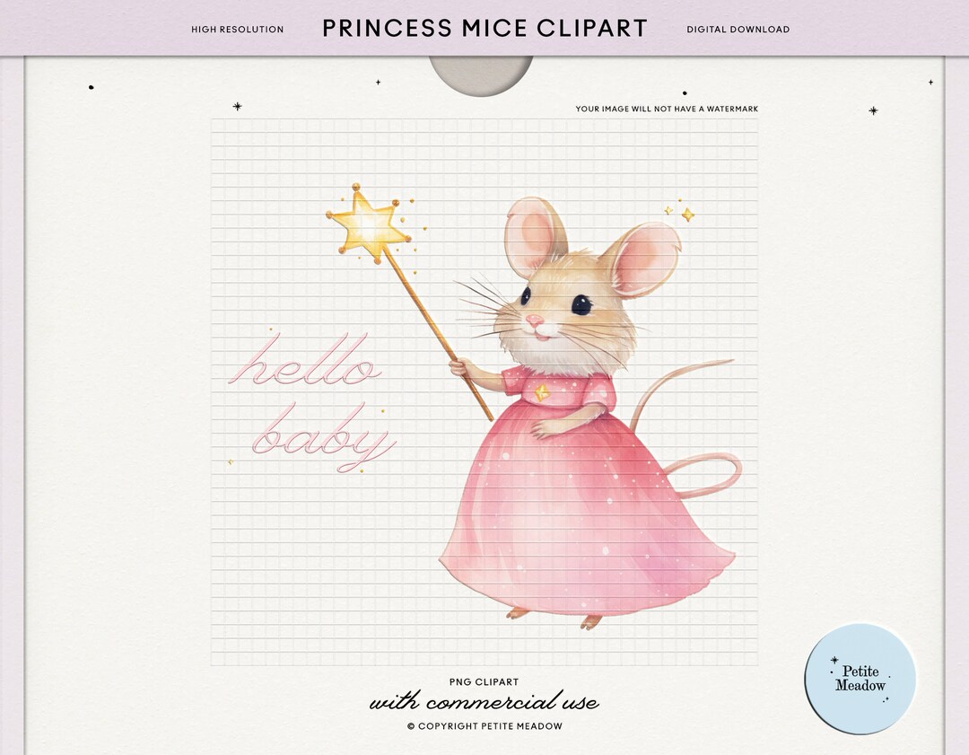 Hello Baby Princess Mice PNG HD Sublimation Design Baby Girl - Etsy