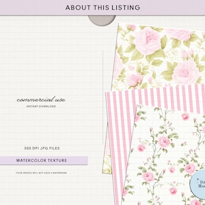 Vintage Watercolor Pink Floral Digital Paper Seamless Shabby Chic ...