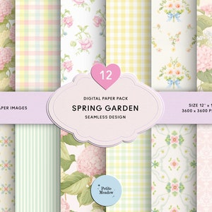 Watercolor Spring Flowers Digital Paper Seamless Shabby Chic Printable ...