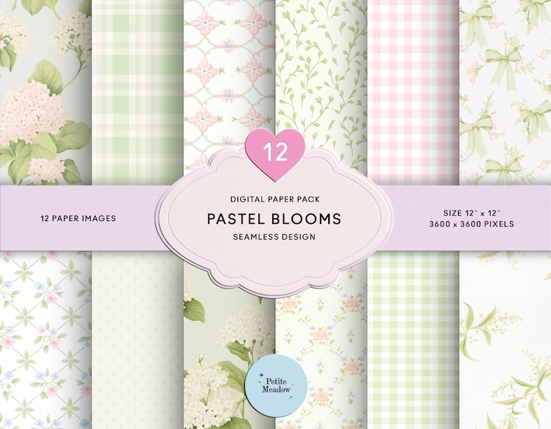 Watercolor Pastel Floral Digital Paper Seamless Shabby Chic Printable ...
