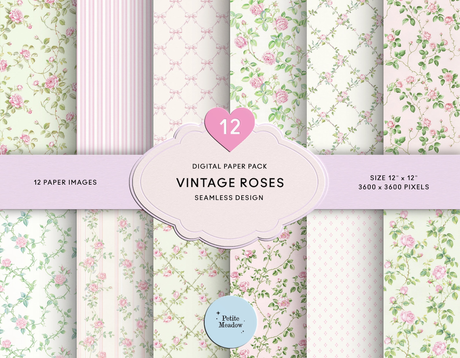 Vintage Watercolor Pink Roses Digital Paper Seamless Shabby Chic ...