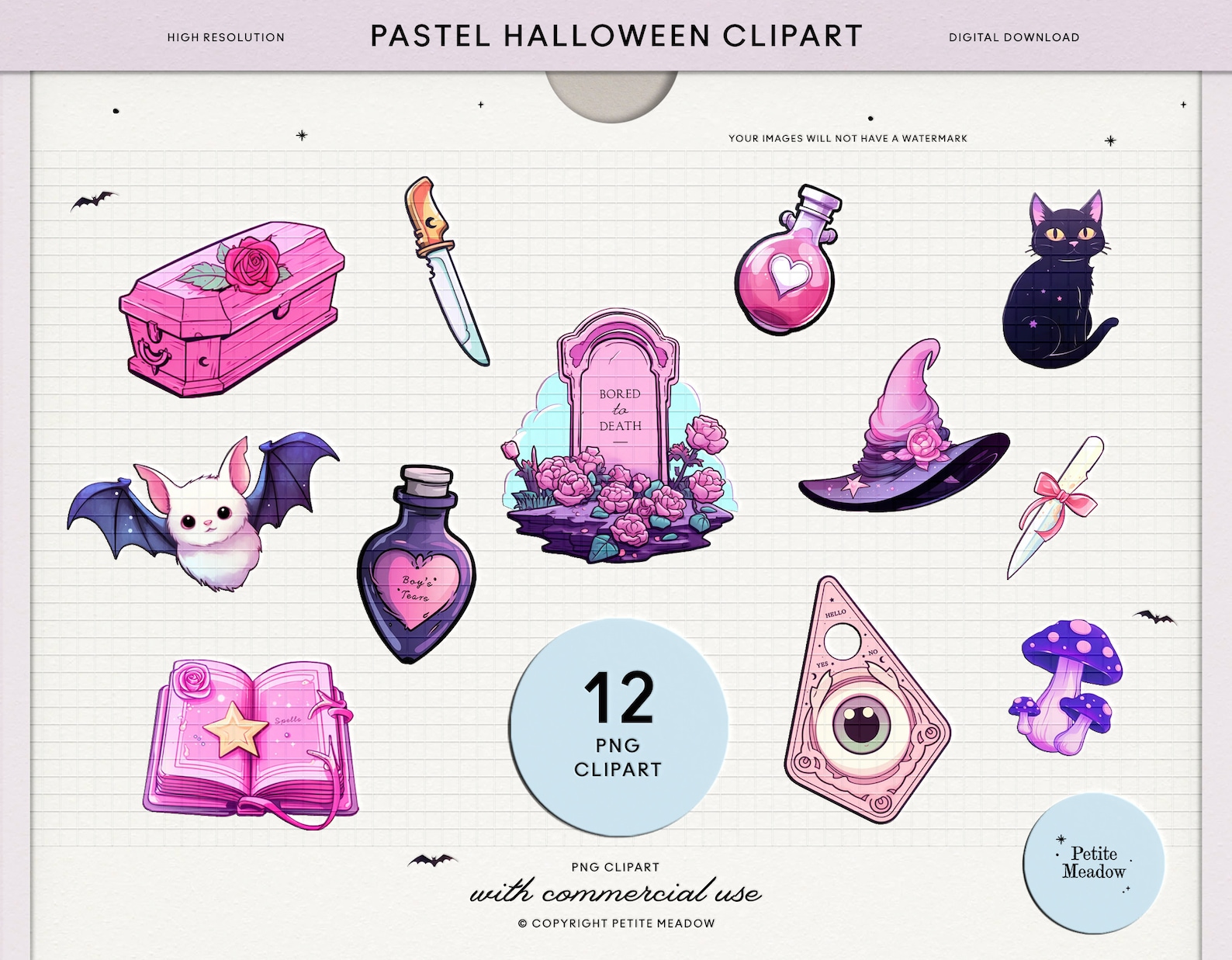 Cute Pastel Halloween Clipart Transparent PNG Pastel Gothic Sticker ...