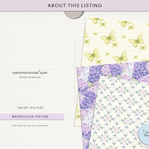 Watercolor Purple Floral Digital Paper Seamless Shabby Chic Printable ...