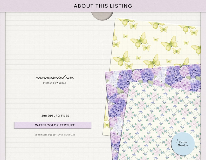 Watercolor Purple Floral Digital Paper Seamless Shabby Chic Printable ...