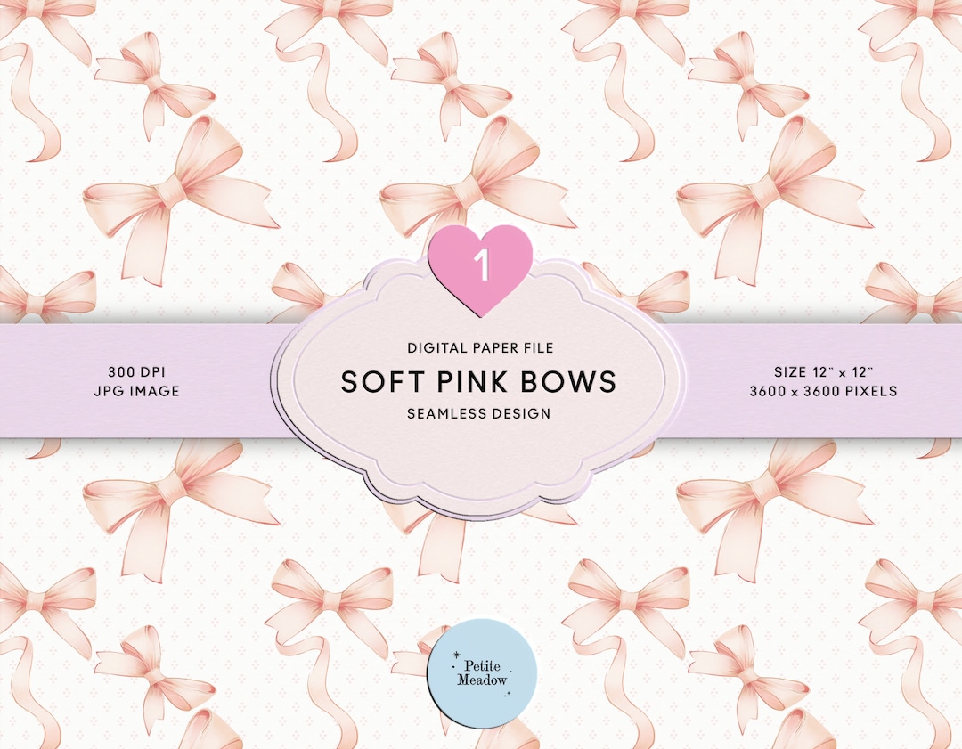 Watercolor Pink Bow Seamless Pattern Repeating Pattern Cute Pink Ribbon ...
