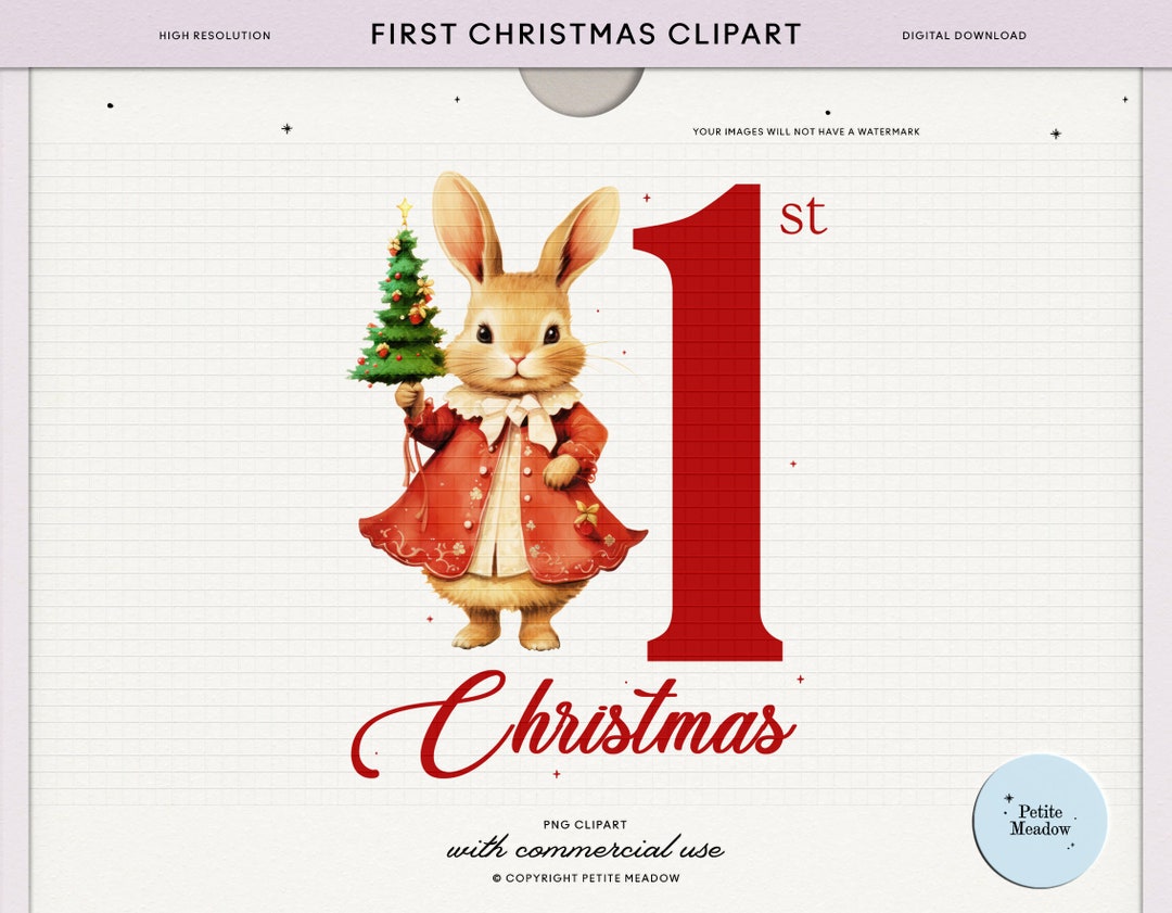 Bunny 1st Christmas Design PNG Design Christmas Sublimation Graphic ...