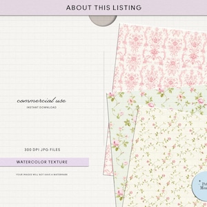 Vintage Watercolor Pink Roses Digital Paper Seamless Shabby Chic ...