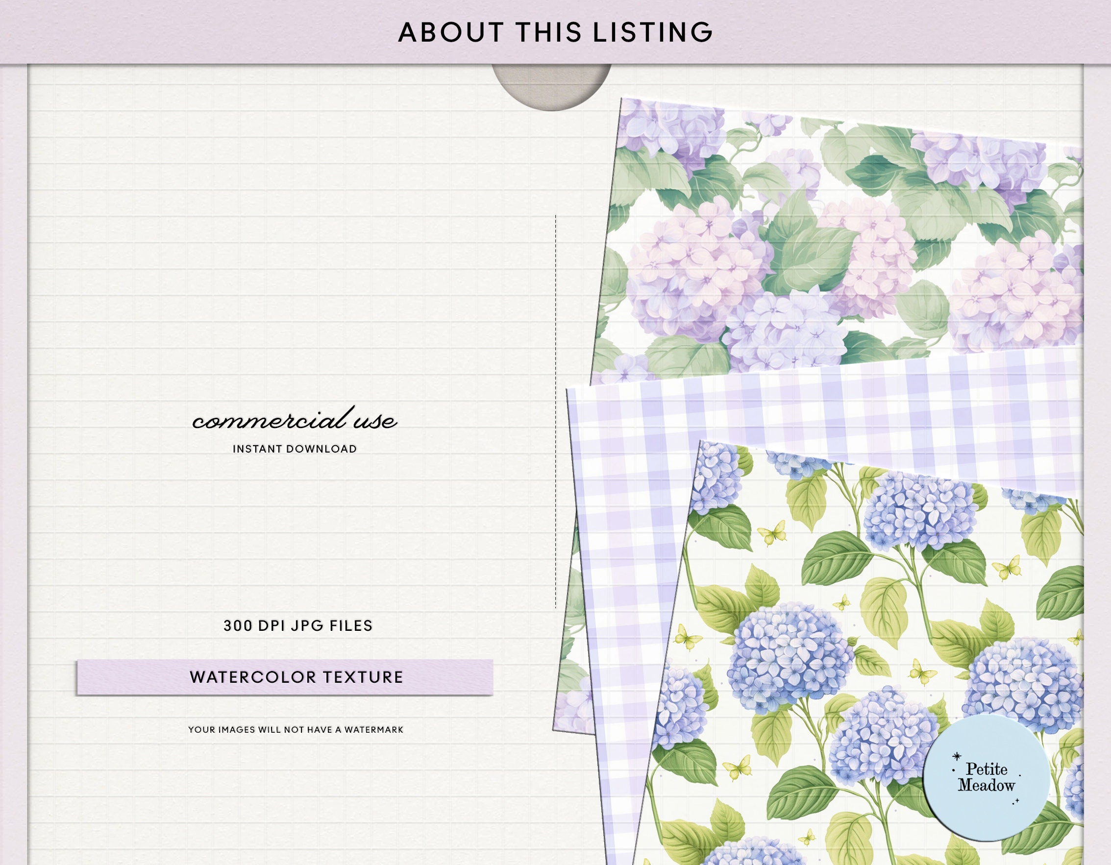 Watercolor Purple Floral Digital Paper Seamless Shabby Chic Printable ...