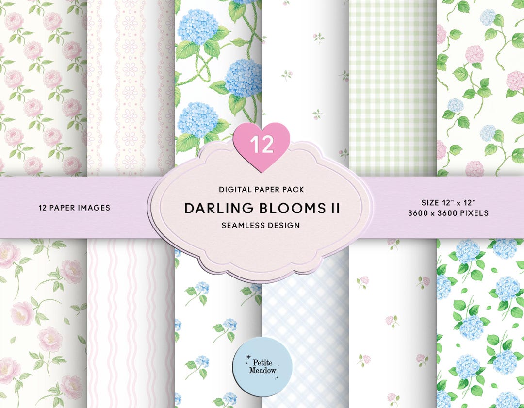 Watercolor Grandmillennial Digital Paper Pack: Pastel Floral Seamless ...