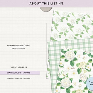 Vintage Watercolor Greenery Digital Paper Seamless Shabby Chic ...