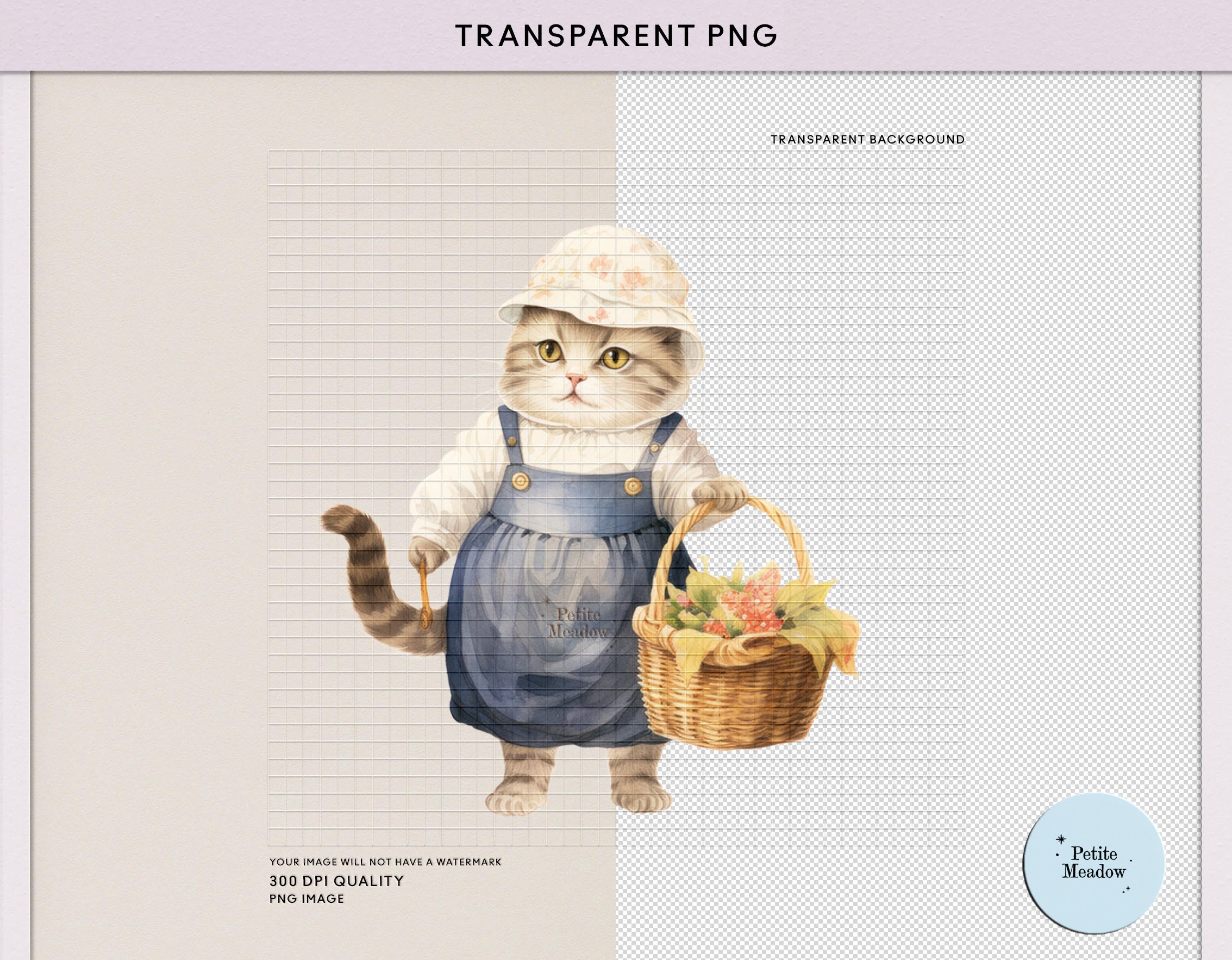 Cottage Cats PNG Set Clipart Transparent HD PNG Wall Art Vintage ...