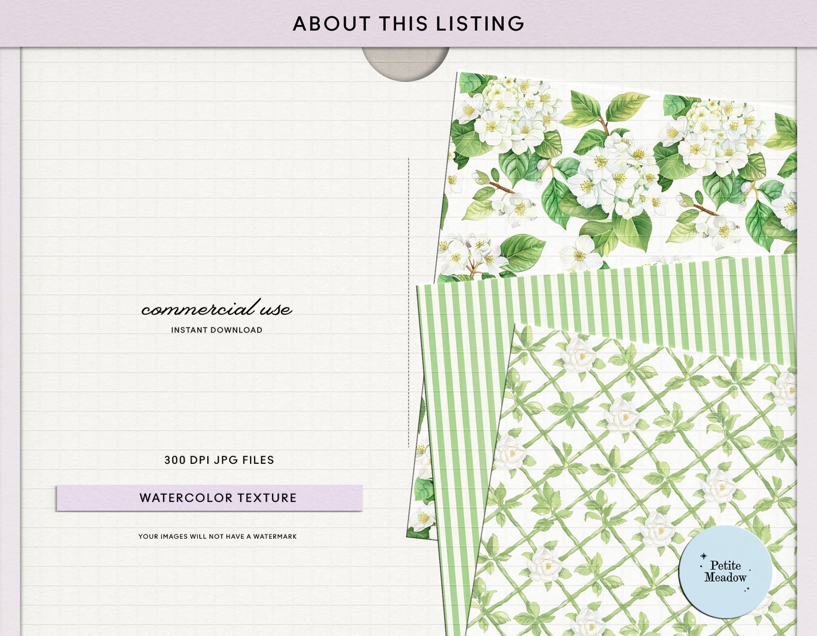 Vintage Watercolor Greenery Digital Paper Seamless Shabby Chic ...