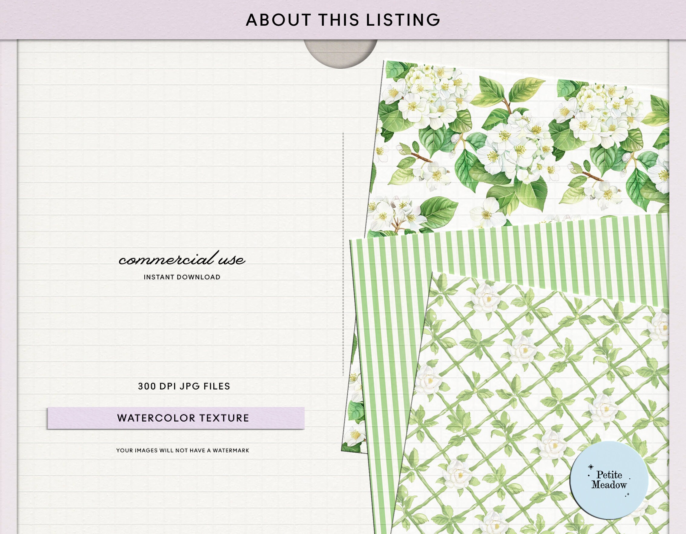 Vintage Watercolor Greenery Digital Paper Seamless Shabby Chic ...