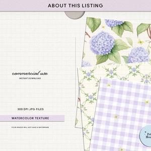 Watercolor Purple Floral Digital Paper Seamless Shabby Chic Printable ...