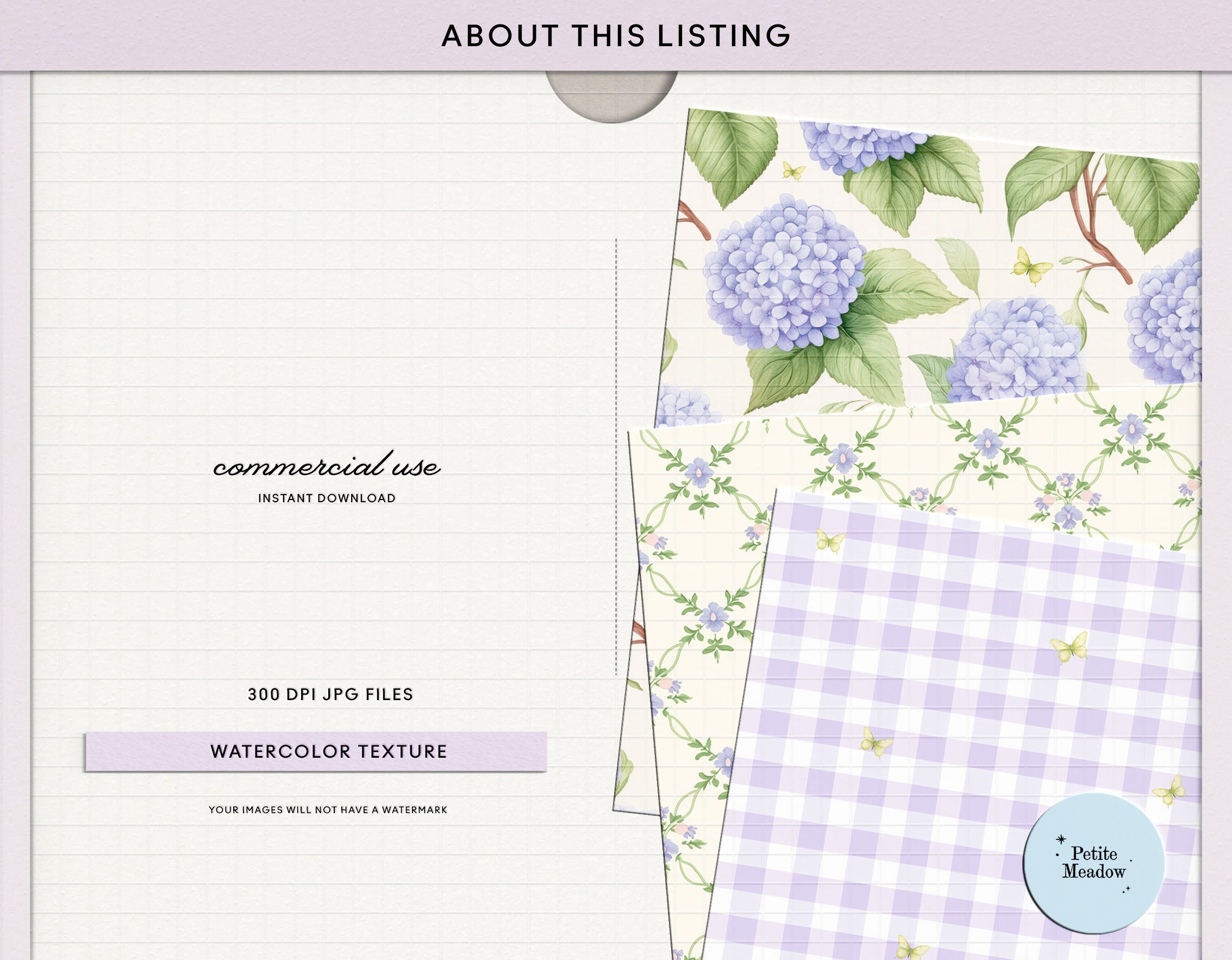 Watercolor Purple Floral Digital Paper Seamless Shabby Chic Printable ...