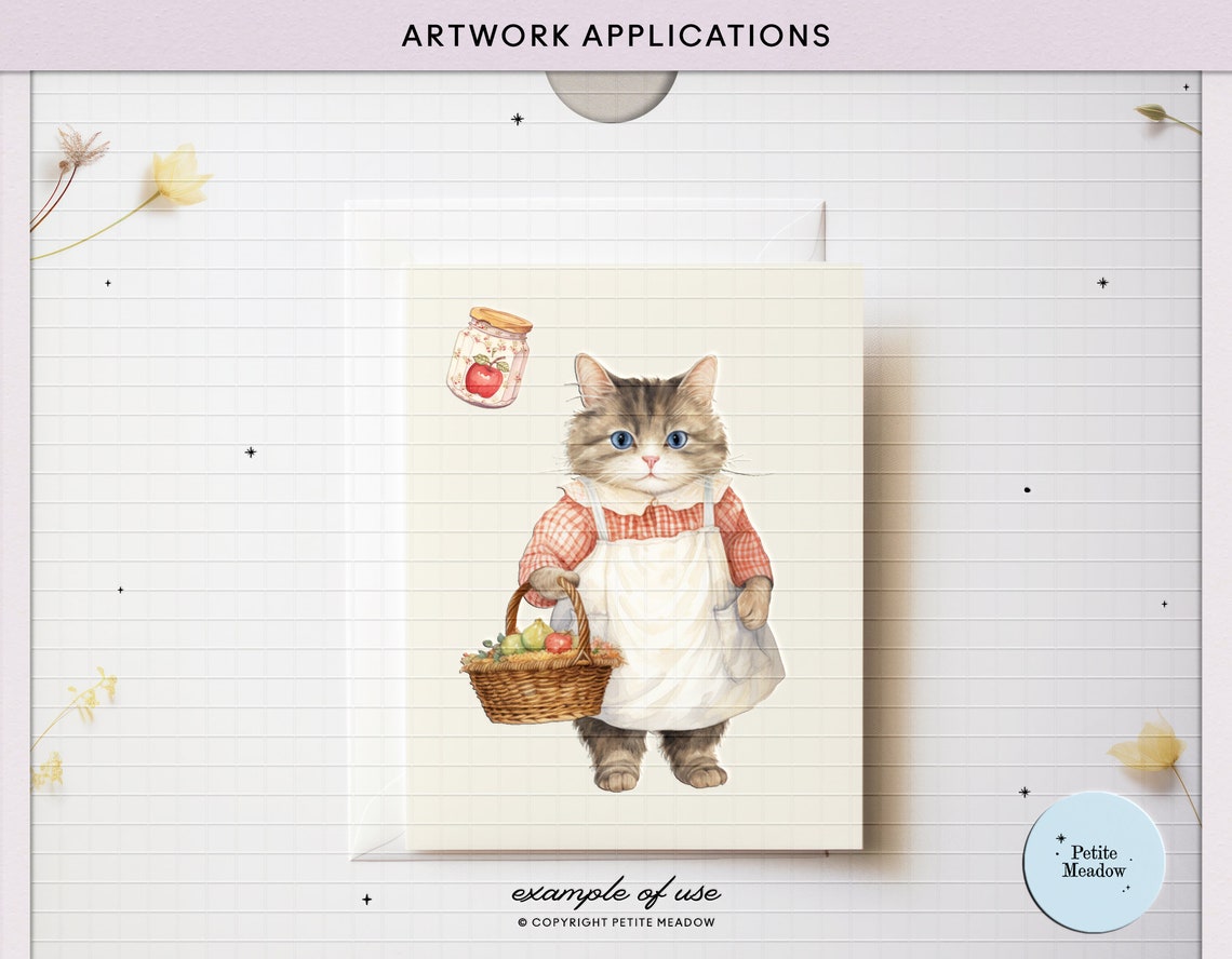 Cottage Cats PNG Set Clipart Transparent HD PNG Wall Art Vintage ...
