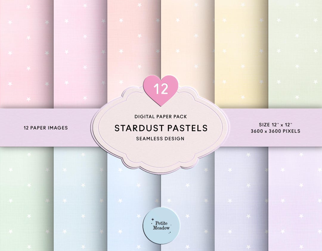 Watercolor Stars Digital Paper: Pastel Rainbow Seamless Patterns ...