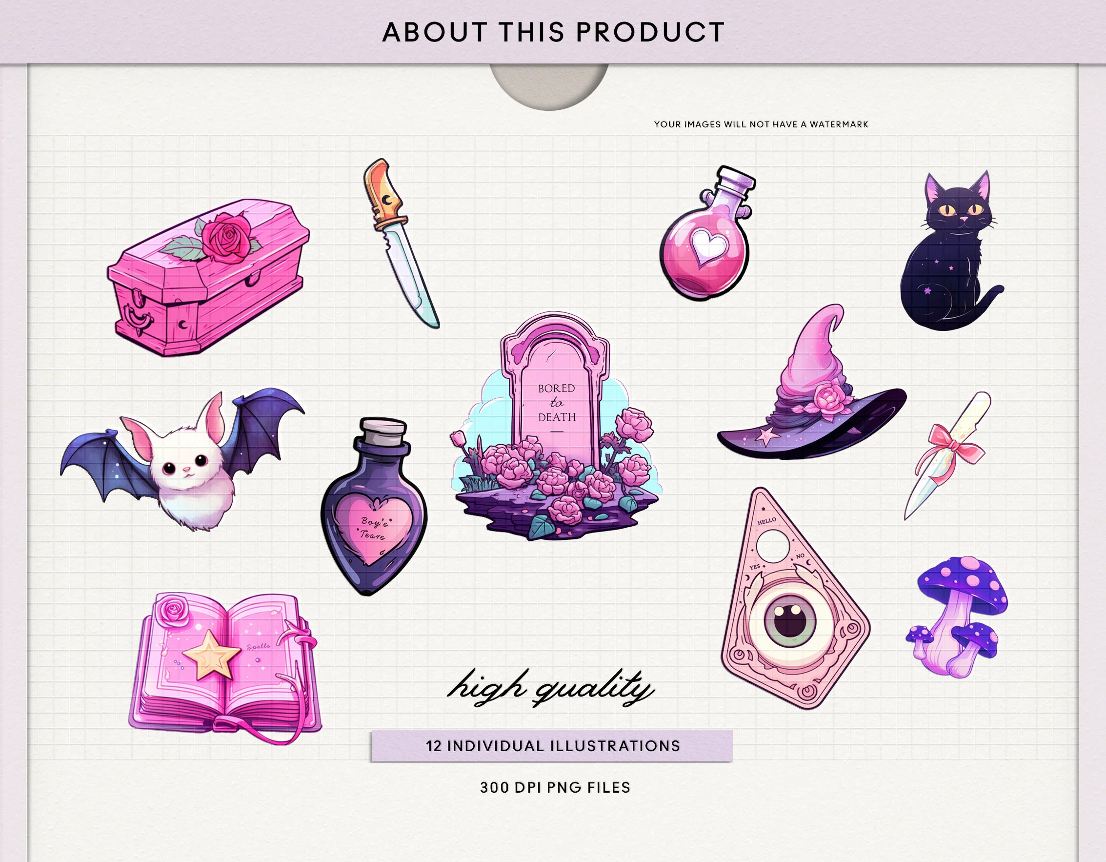 Cute Pastel Halloween Clipart Transparent PNG Pastel Gothic Sticker ...