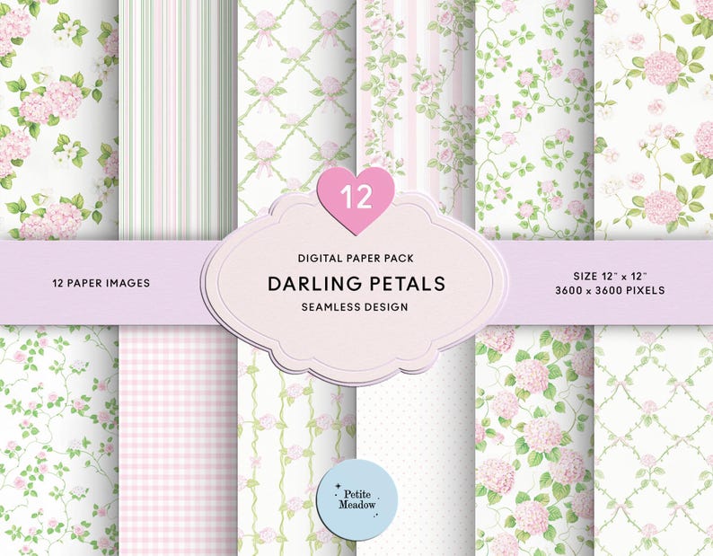 Vintage Watercolor Pink Floral Digital Paper Seamless Shabby Chic ...