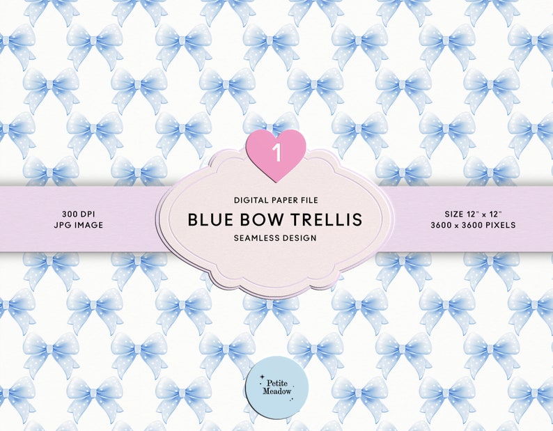 Watercolor Blue Bow Trellis Seamless Pattern Preppy Repeating Pattern ...