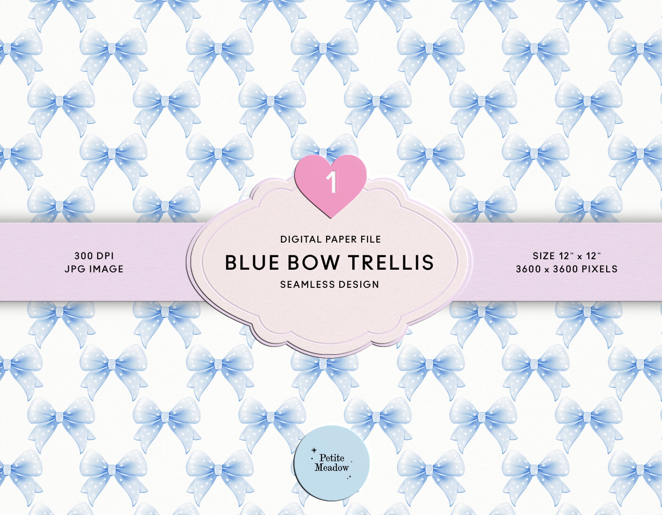 Watercolor Blue Bow Trellis Seamless Pattern Preppy Repeating Pattern ...