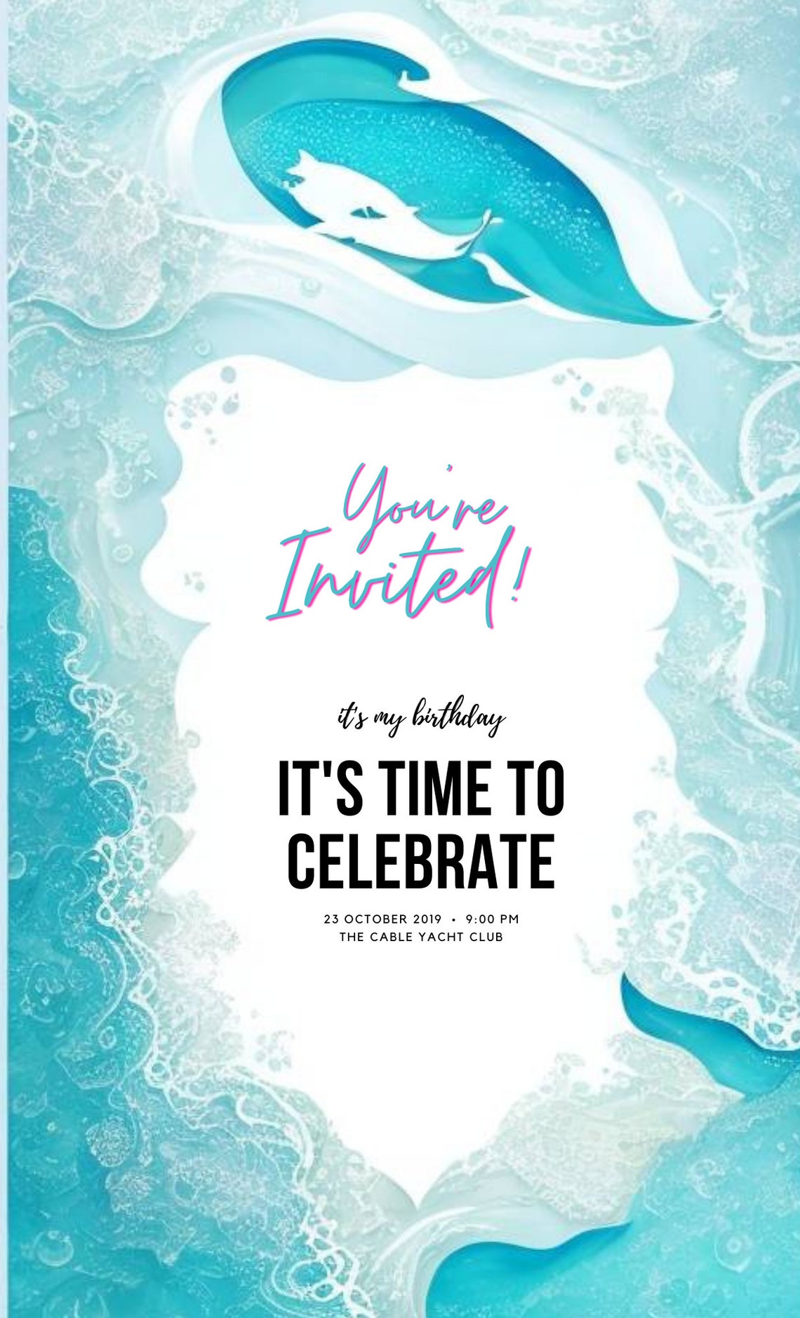 Enchanting Ocean Themed Invitation Template, Invitation Evite, Editable ...