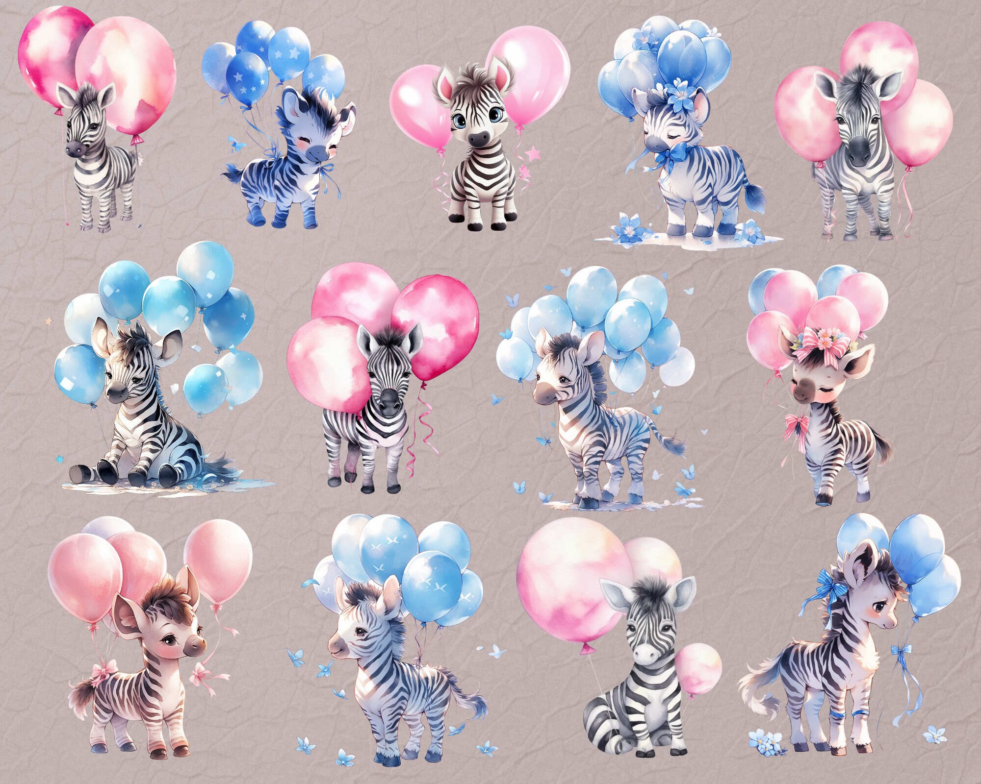 Watercolor Baby Zebra Clipart Bundle for Commercial Use Watercolor ...