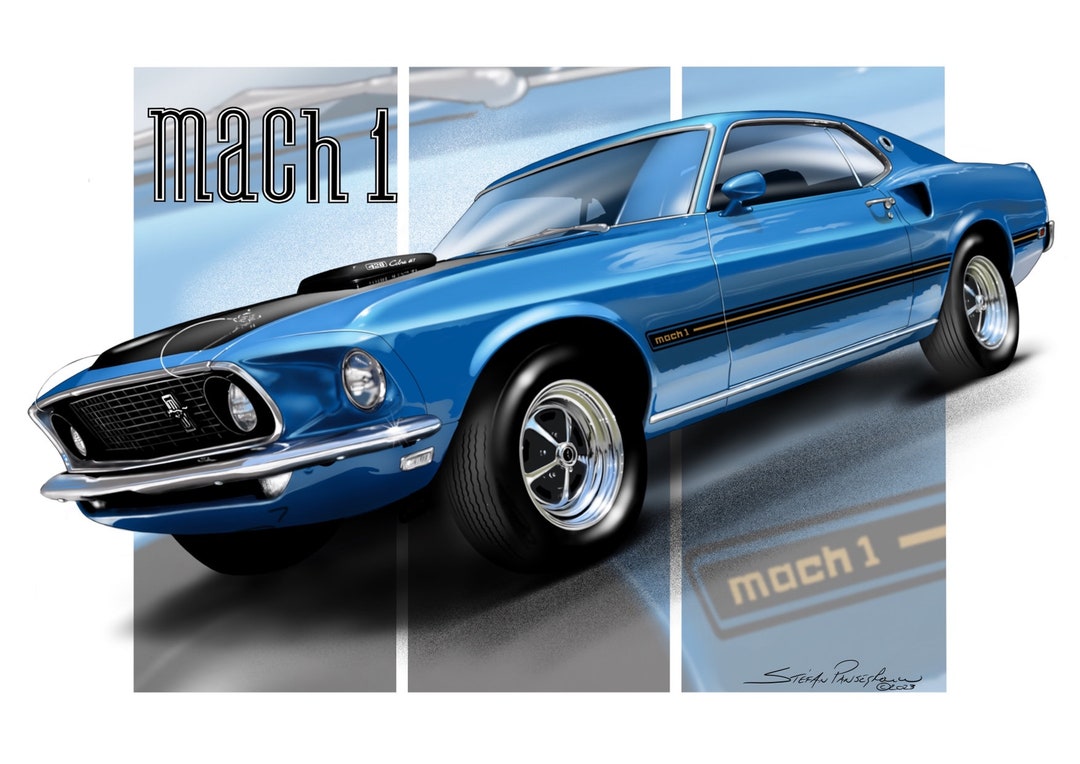 1960’s Ford Mustang Mach 1 Digital Illustration - Etsy