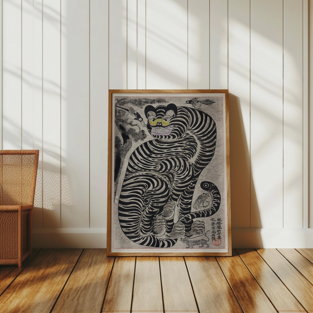 Japanese Tiger Poster, Traditional Art Print, Unique Wall Decor ...