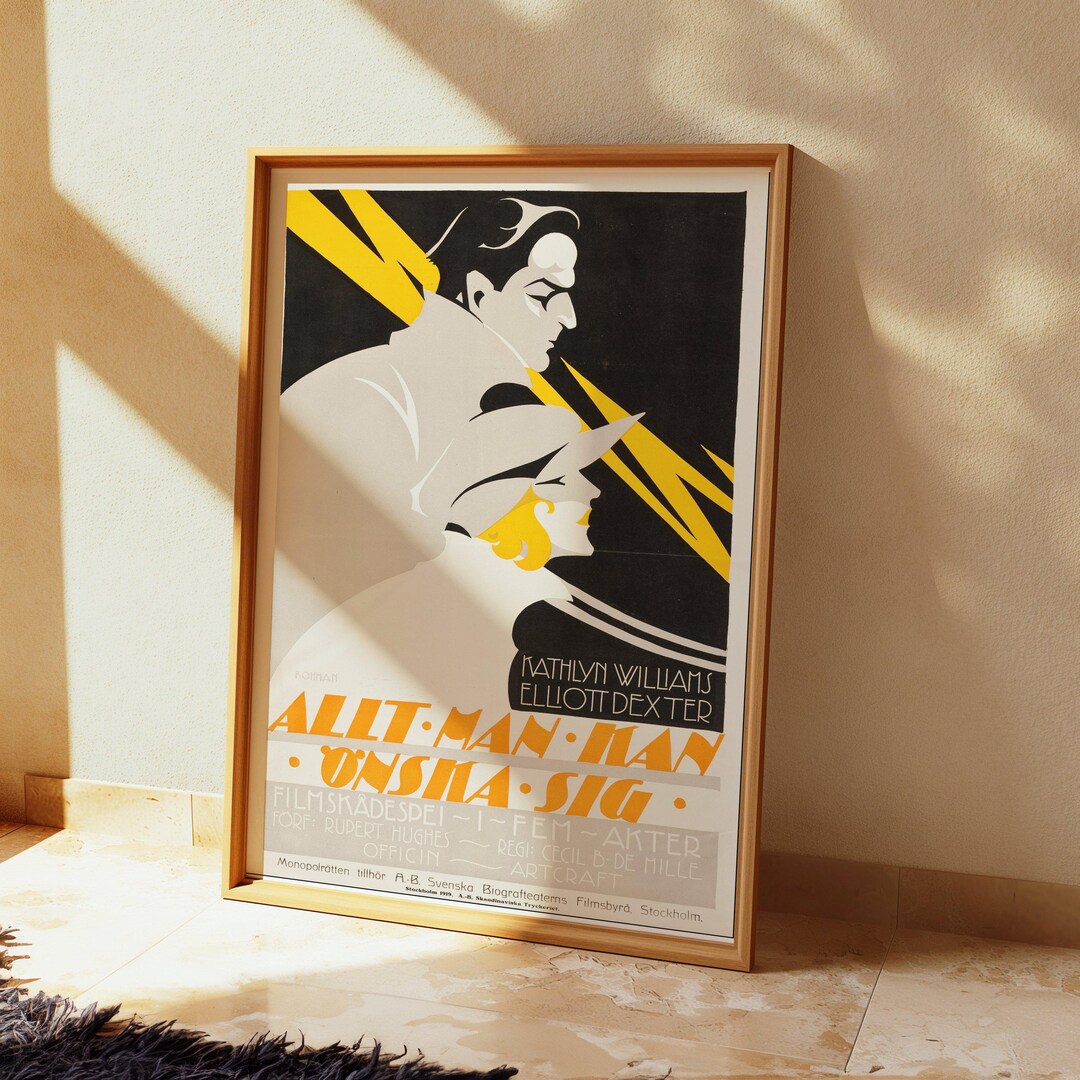Vintage Swedish Movie Poster Retro Art Print Allt Man Kan Onska Sig ...