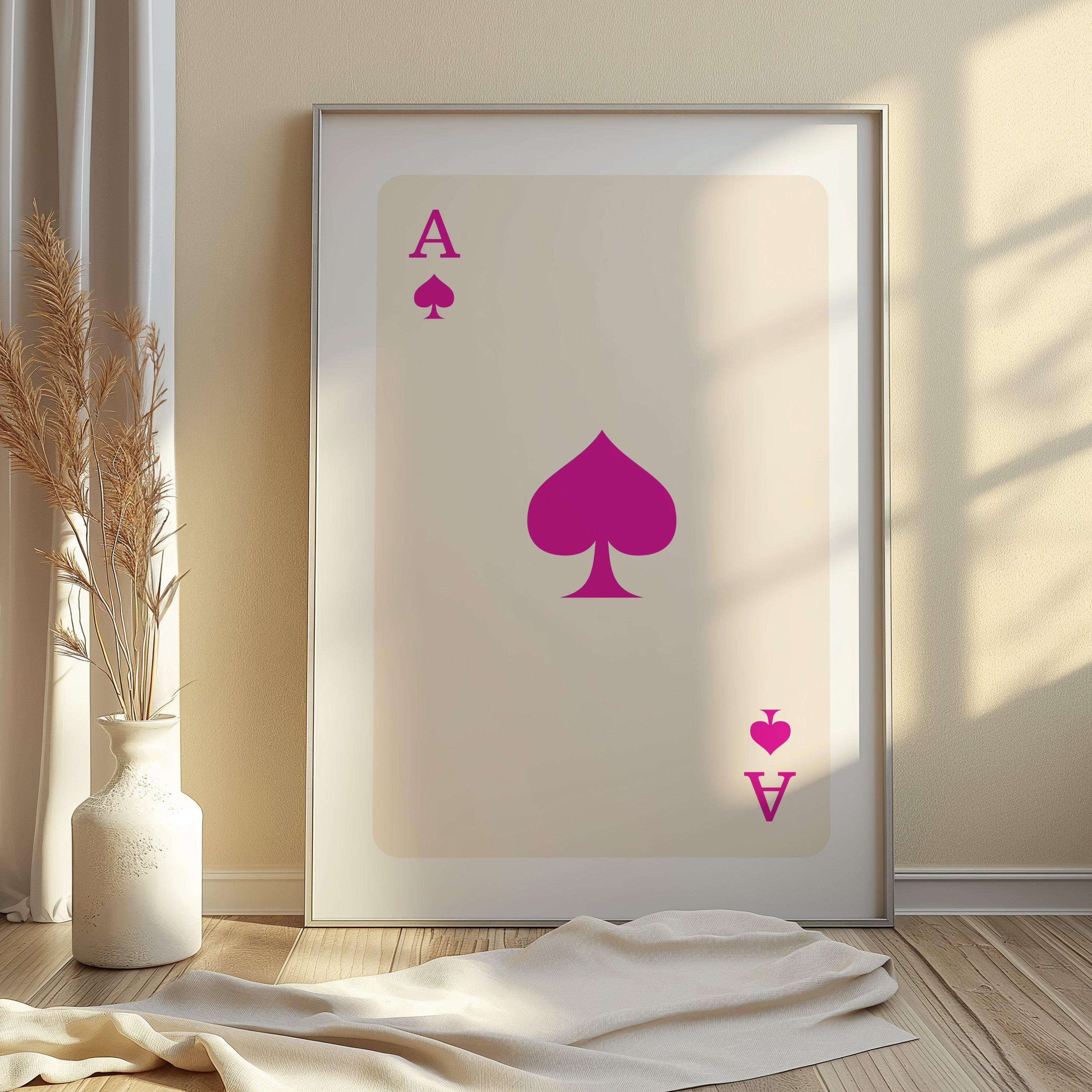 Pink Ace of Spades Poster, Minimalist Card Art, Playing Cards Wall ...