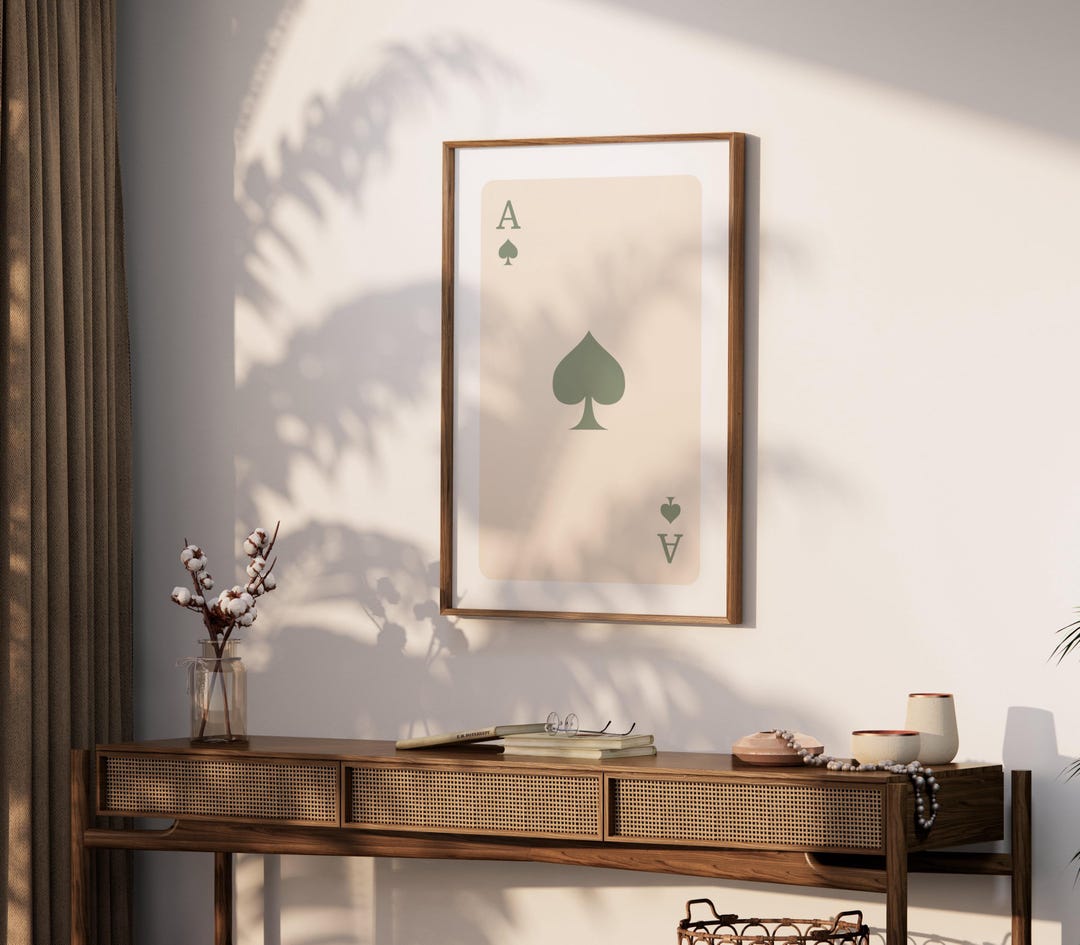Minimalist Ace of Spades Poster, Playing Card Decor, Card Game Wall Art ...