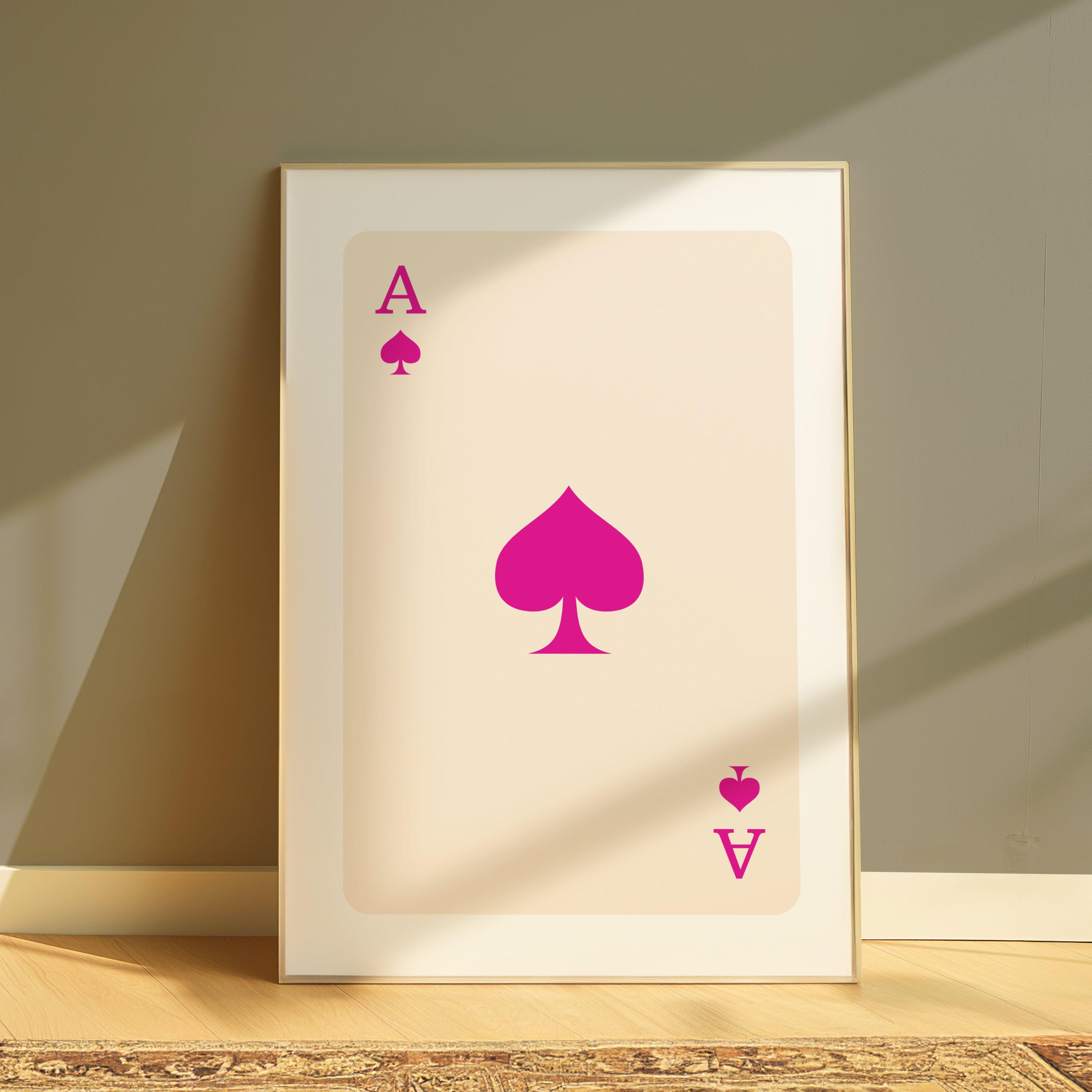Pink Ace of Spades Poster, Minimalist Card Art, Playing Cards Wall ...
