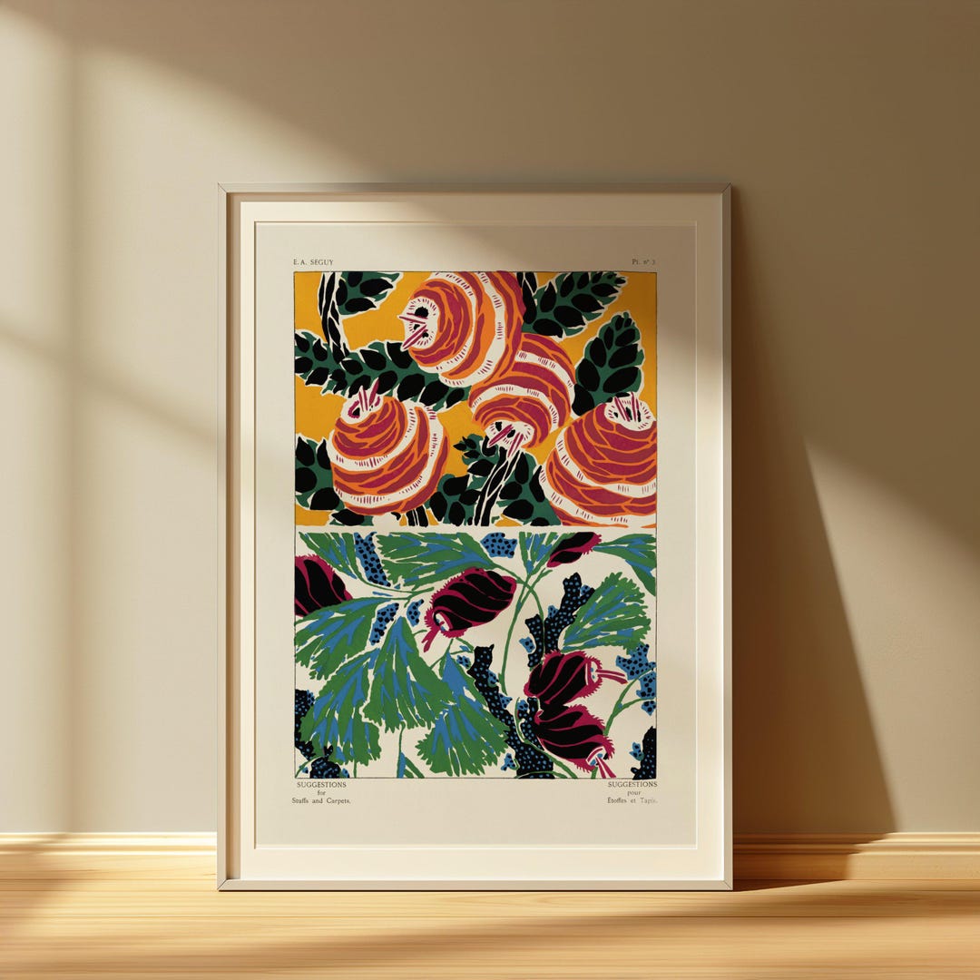 Vintage Floral Botanical Art Print, Colorful Garden Illustration Wall ...