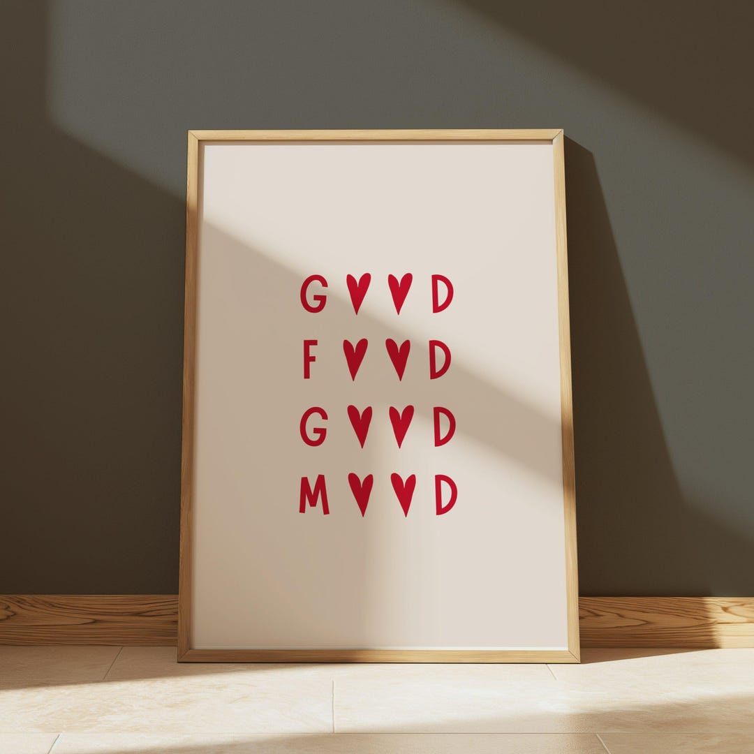 Good Food Good Mood Poster Positive Vibes Artwork Inspirational Wall ...