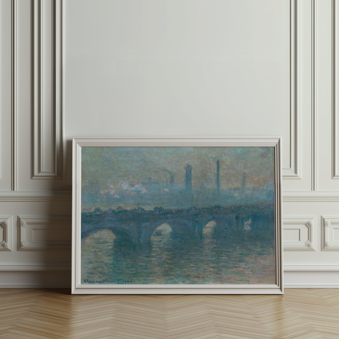 Vintage Bridge Artwork, Impressionist Poster, Foggy Cityscape Print ...