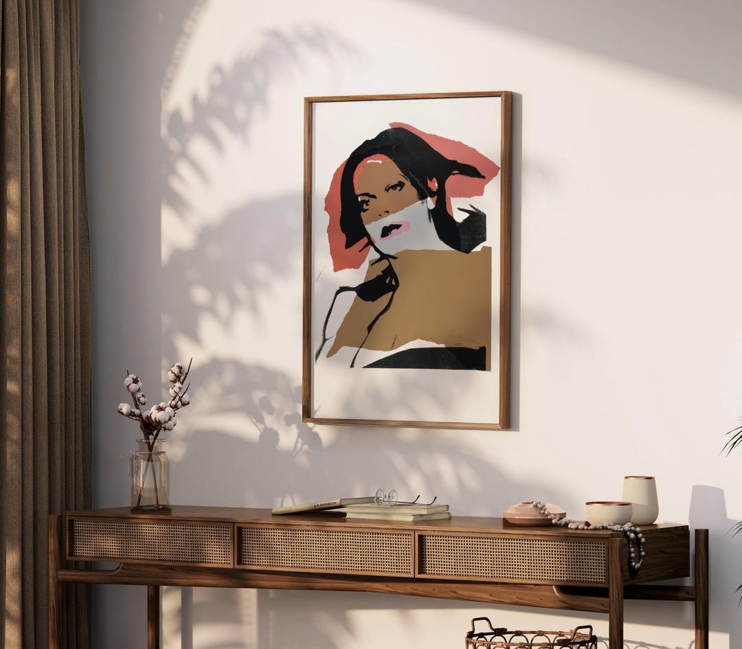 Modern Pop Art Poster, Abstract Portrait Wall Art, Contemporary Home ...