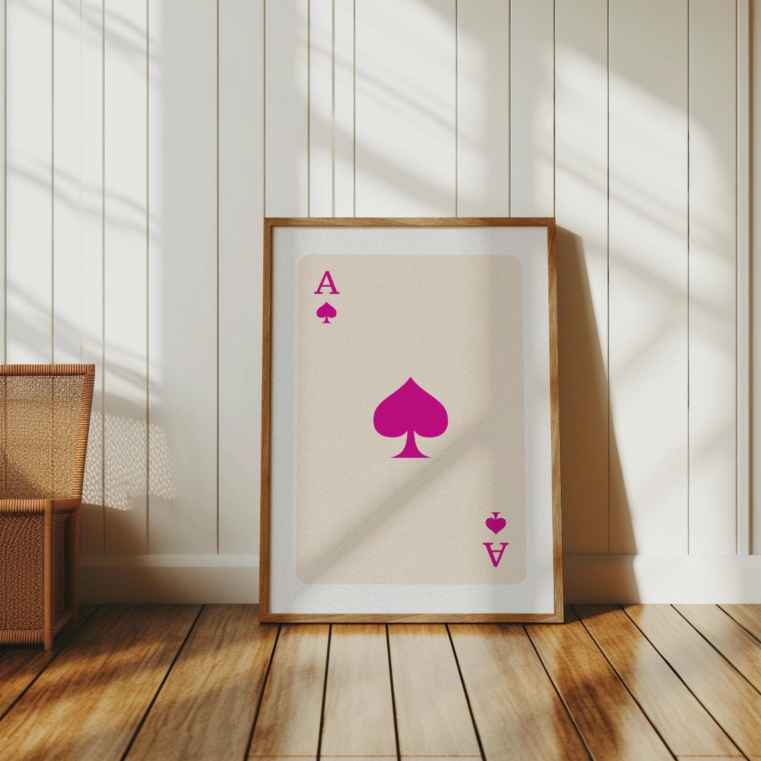 Pink Ace of Spades Poster, Minimalist Card Art, Playing Cards Wall ...