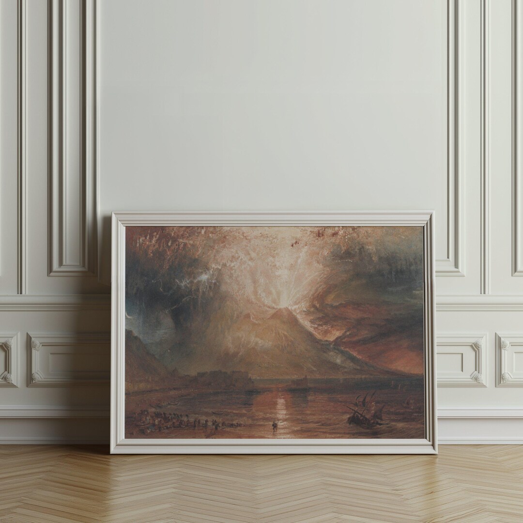 Vintage Volcano Eruption Poster Print, Dramatic Nature Art, Historical ...