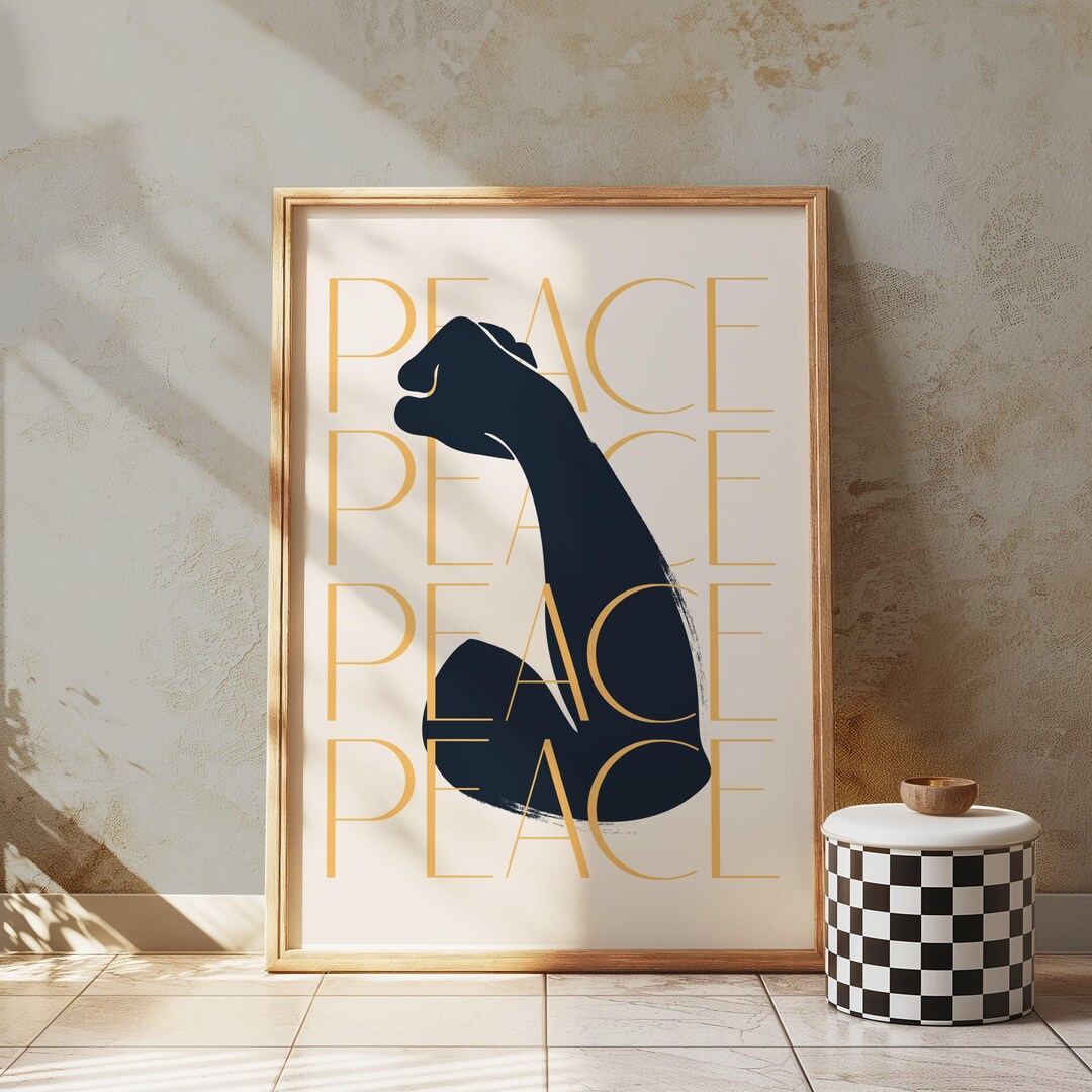 Inspirational Peace Poster, Black Fist Artwork, Motivational Wall Decor ...