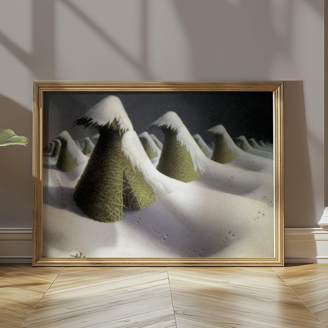Surreal Snow-covered Landscape Poster, Unique Winter Art Print ...