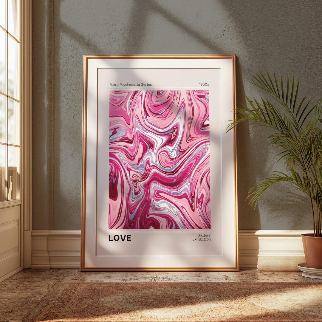 Retro Psychedelia Series Poster, 1960s Gallery Exhibition Print, LOVE ...
