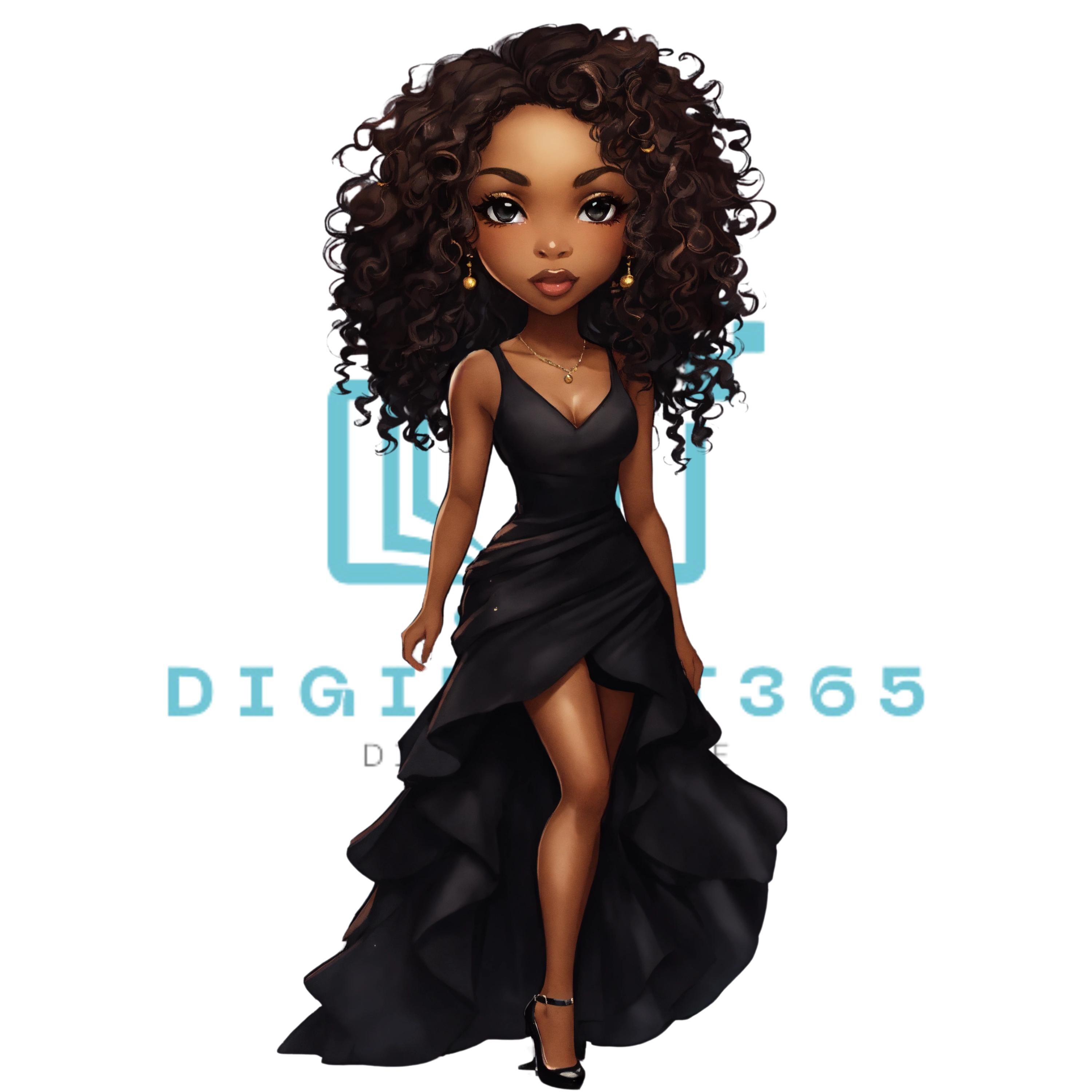 10 Black Chibi Girl Clipart, Without Background Clipart, Black Girl ...
