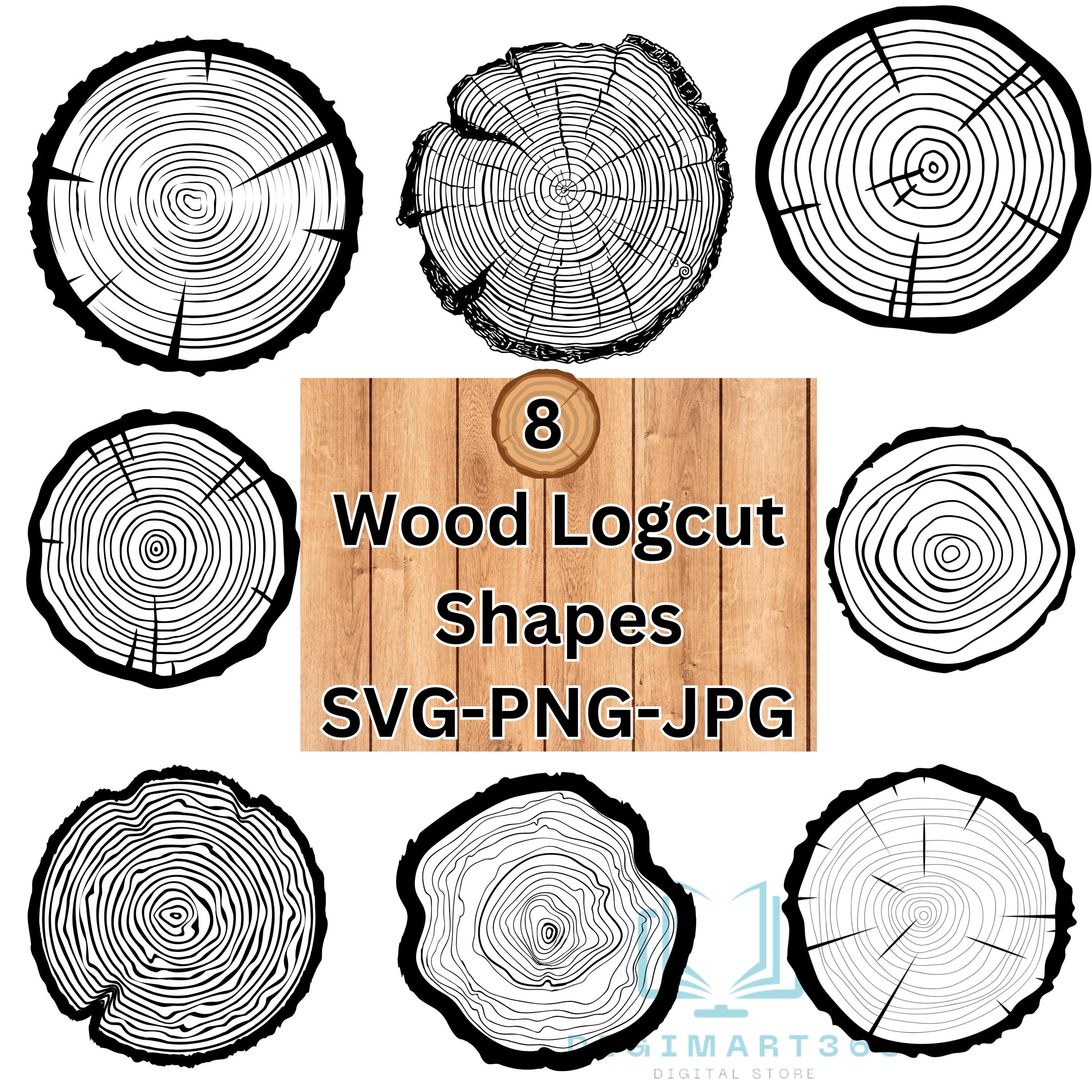 8 Wood Log Cut SVG, Wood Svg, Log Svg, Svg Files for Cricut, Wooden SVG ...