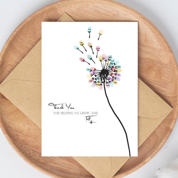 Thumbprint Thank You Card - Etsy