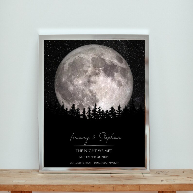 Custom Moon Phase, Personalized Moon Phase Print, Moon by Date Wall Art ...